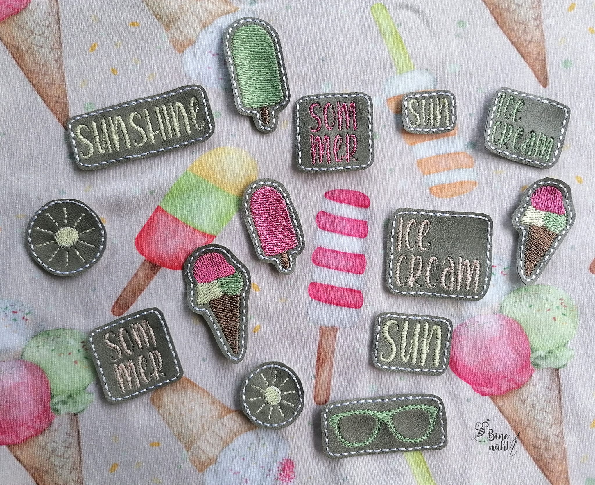 Stickzeit - Label Sommer, Sonne, Eis - ITH-Stickdatei